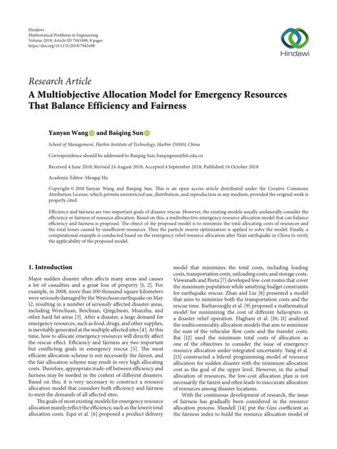 pdf a multiobjective allocation model for emergency resources that