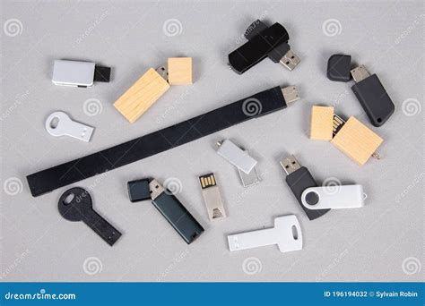 USB Flash Drive Memory Sticks Keys On White Background In Flat Style For Advertising Branding