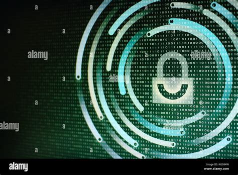Photo Of Computer Screen Display With White Graphic Symbol Of A Lock Binary Numbers Background