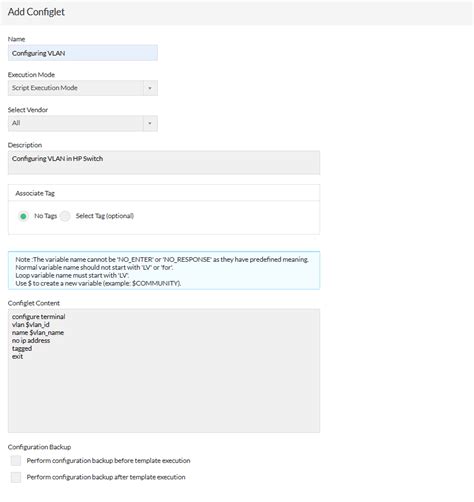 VLAN Configuration Network Configuration Manager