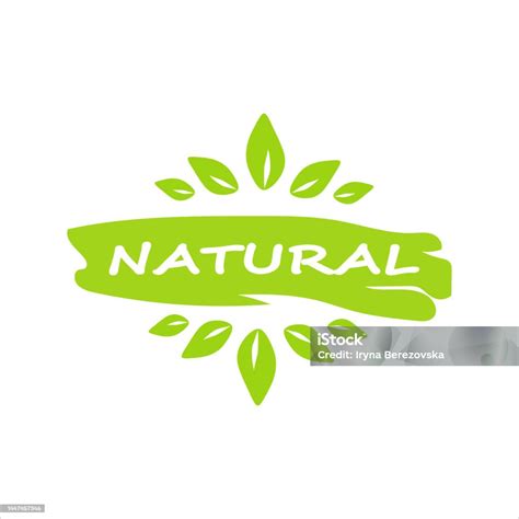 천연 유기농 성분 녹색 잎 라벨 스탬프 벡터 아이콘 비건 식품 또는 자연 성분 영양 유기농 바이오 약국 및 천연 스킨케어 화장품 패키지 로고 디자인 템플릿 약국에 대한 스톡