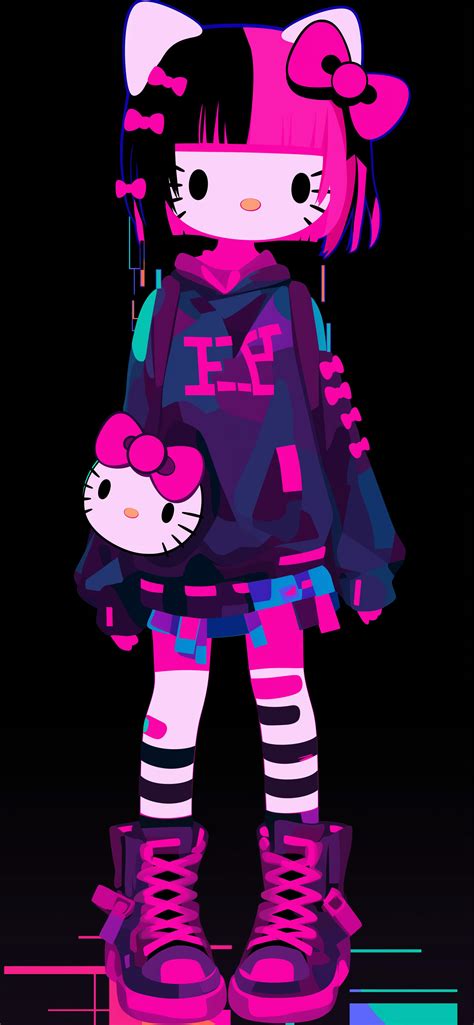 Glitched Hello Kitty Emo Wallpapers Sanrio Iphone Wallpapers Hd