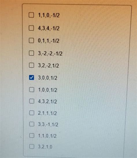 solved identify which sets of quantum numbers are valid for
