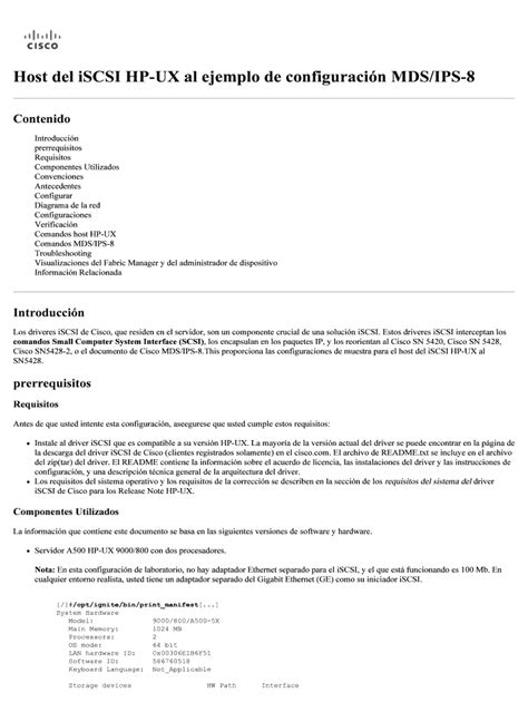Fillable Online Host Del Iscsi Hp Ux Al Ejemplo De Configuraci N Mds Ips 8 Cisco Fax Email