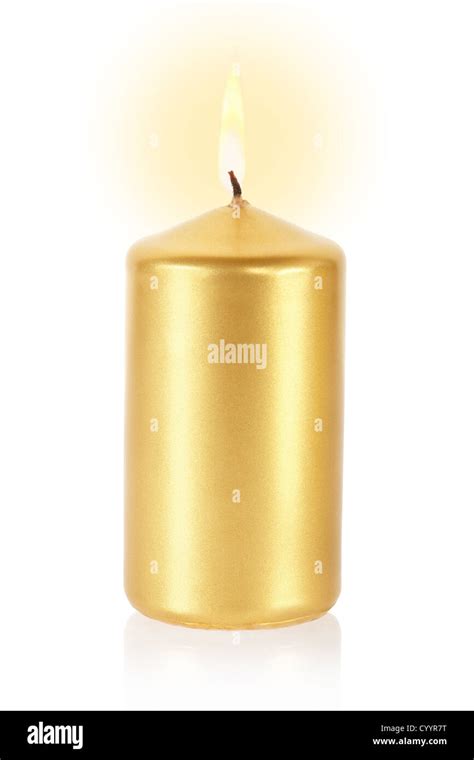 Gold Candle On White Clipping Path Included Stock Photo Alamy