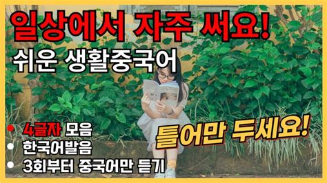 일상에서 자주써요 기초생활중국어 글자39탄 4글자 30문장 3회차부터 중국어만 듣기 틀어만두세요 한국어발음 연속듣기 생활중국어회화 실용중국어 Youtube