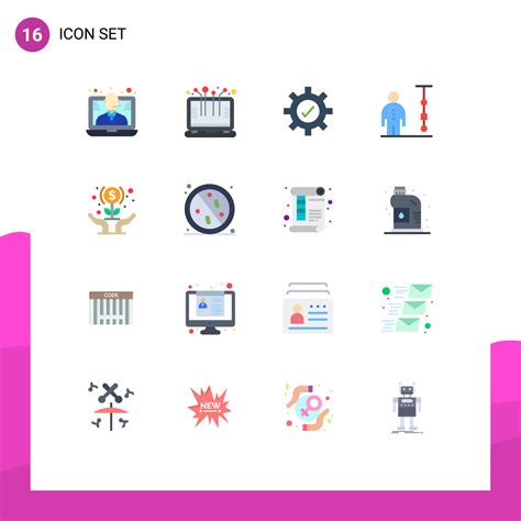 Stock Vector Icon Pack Of 16 Line Signs And Symbols For Flower People
