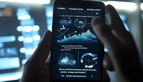 A Person39s Hand Holding A Smartphone Displaying Data Analytics Charts And Graphs Premium Ai