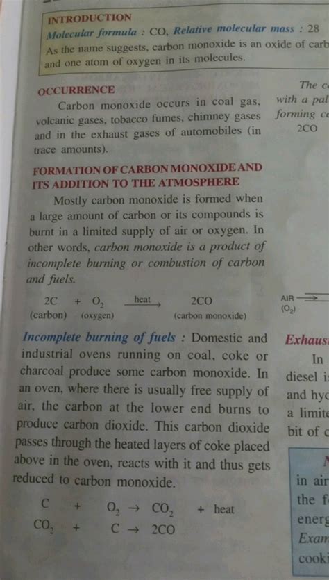 Introductionmolecular Formula Co Relative Molecular Mass 28as The