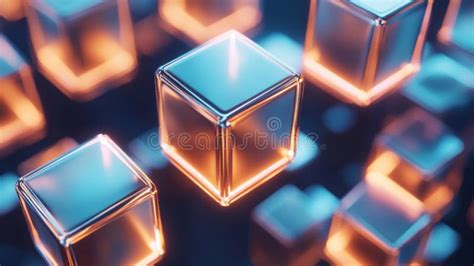 Abstract 3d Rendering Of Glowing Cubes Stock Illustration