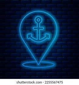 Glowing Neon Line Map Pointer Anchor Stock Vector Royalty Free Shutterstock