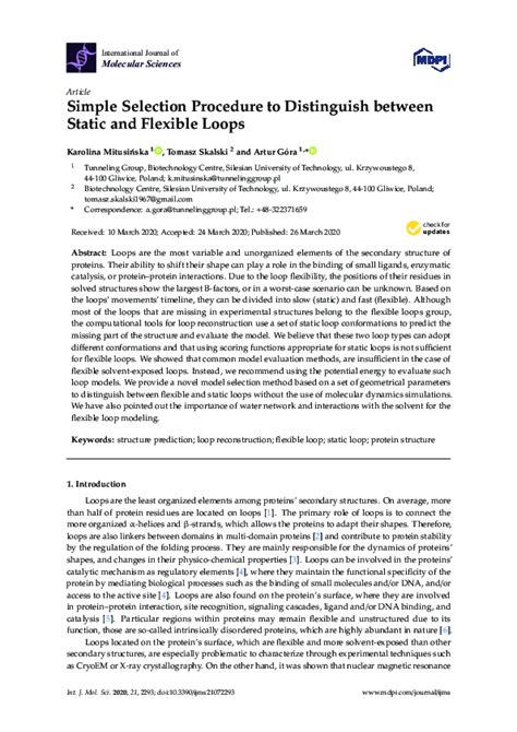 Pdf Simple Selection Procedure To Distinguish Between Static And Flexible Loops