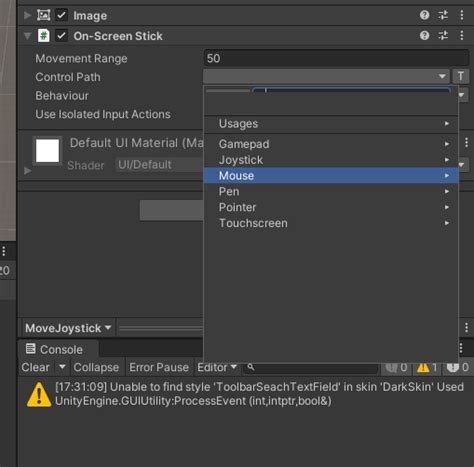 On Screen Stick Not Moving And Control Path Not Showing Correctly Unity Engine Unity Discussions