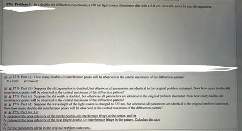 95 Problem 9 In A Double Slit Diffraction