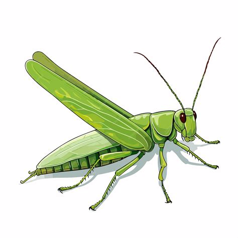 Detailed Grasshopper Outline Illustration Isolated On White Background