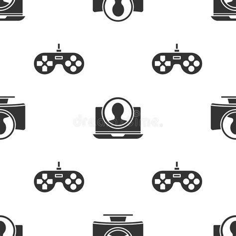 Set Create Account Screen Create Account Screen And Gamepad On Seamless Pattern Vector Stock