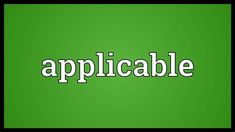 Applicable Meaning Youtube