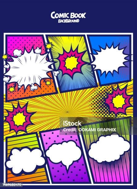 레트로 팝 아트 만화책 잡지 연설 거품 풍선 상자 메시지 슈퍼 히어로 판매 배너 빈 연설 거품 세트 벡터 일러스트 하프 톤 책 디자인 3차원 형태에 대한 스톡 벡터 아트 및