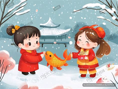 ai创作图新年儿童插画 喜庆新年拜年女孩 新年节气插画 拜年卡通插画 拜年插画 新年春节手绘插画 拜年过年插画 新年拜年插画 拜年新年插画