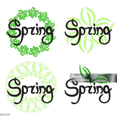 나뭇잎이 있는 스프링 텍스트입니다 벡터 일러스트레이션 0명에 대한 스톡 벡터 아트 및 기타 이미지 0명 3월 4월 Istock