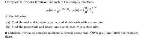 Solved Complex Numbers Review For Each Of The Complex