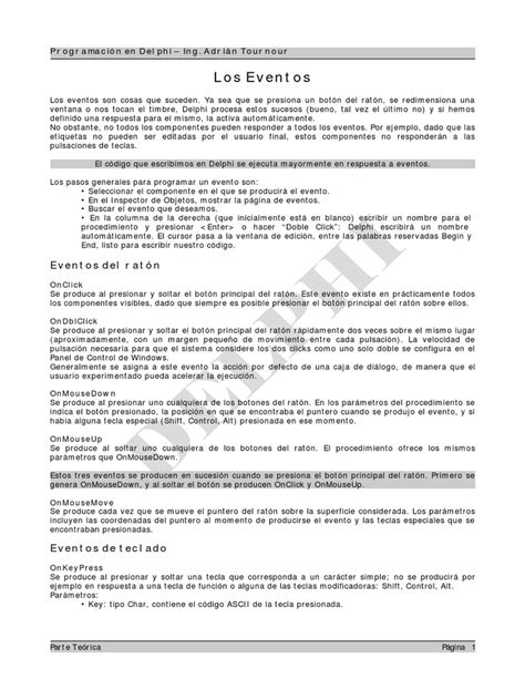 delphi eventos pdf ventana informática puntero programación de
