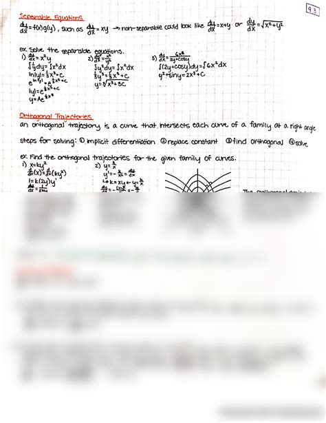 Math 1b Chapter 9 Math 1b Chapter 9 3 Separable Equations Orthogonal Oneclass