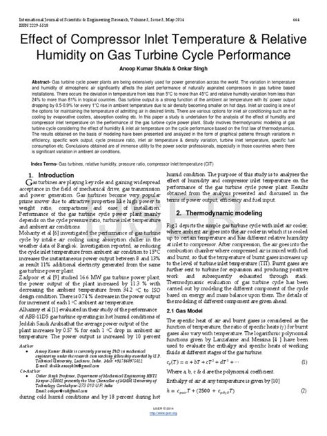 Effect Of Compressor Inlet Temperature Relative Humidity On Gas Pdf Gas Turbine Power Station