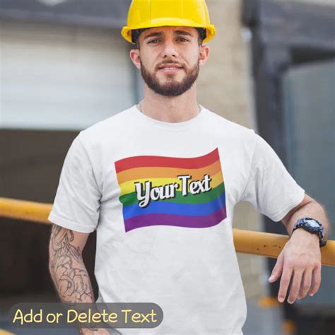 Rainbow Flag Flying Add Your Text Gay Pride Lgbtq T Shirt Zazzle