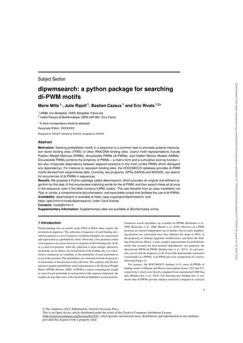 pdf dipwmsearch a python package for searching di pwm motifs