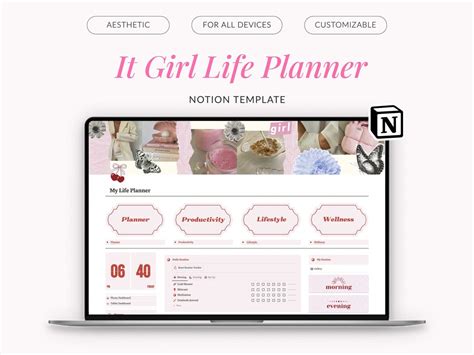 2025 Notion Life Planner Template All In One Notion Dashboard It Girl Aesthetic Notion