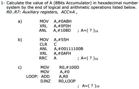 1 Calculate The Value Of A 8bits Accumulator In Hexadecimal Number