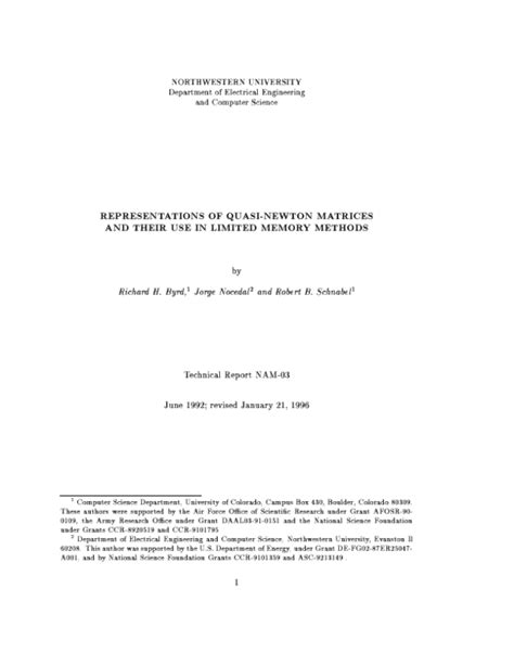 Pdf Representations Of Quasi Newton Matrices And Their Use In Limited