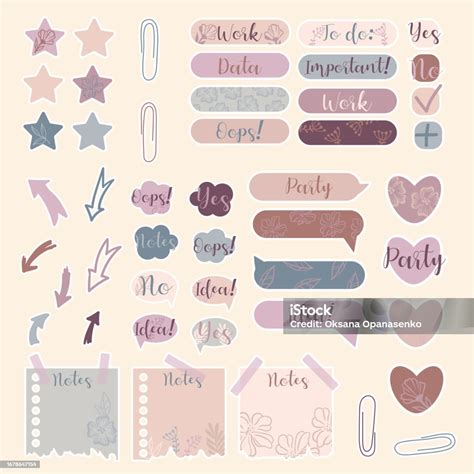 파스텔 색상의 귀여운 종이 노트 스티커 간단한 페이지입니다 고정식 세트 메모 및 메모 엽서 인쇄 가능한 플래너 스티커 할 일