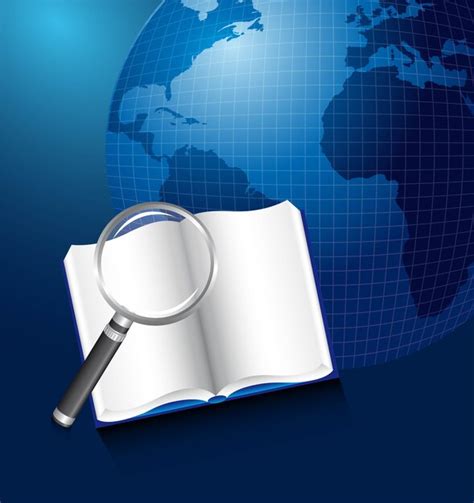 행성 벡터 일러스트 레이 션을 통해 돋보기와 책 프리미엄 벡터