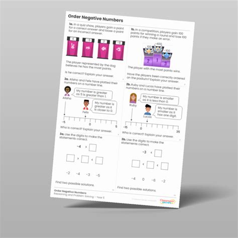 Year Order Negative Numbers Reasoning And Problem Solving Resource Classroom Secrets