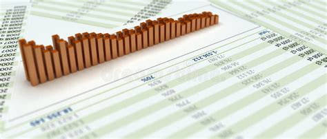 Barre Del Diagramma 3d Su Documento Con I Numeri Illustrazione Di Stock