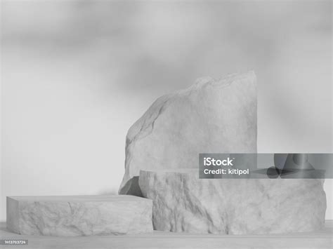 잎 그림자가있는 프리미엄 연단 디스플레이 화장품 또는 미용 제품 프로모션 모형 자연석 계단 받침대 트렌디 한 미니멀리스트 배너 3d 렌더링 일러스트레이션 0명에 대한 스톡