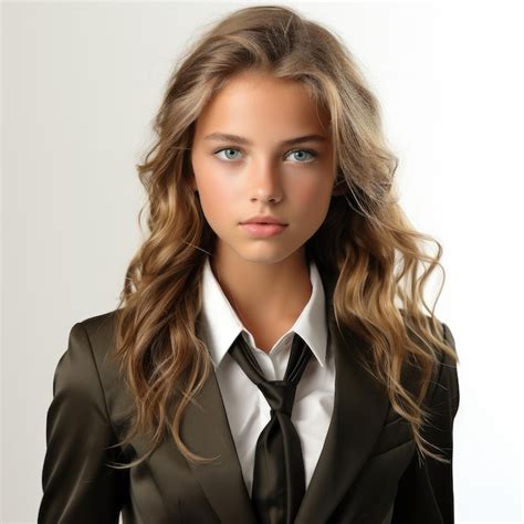 A Cute Girl In A Suit Isolated On White Background Premium Ai