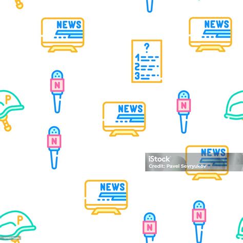 저널리스트 액세서리 컬렉션 아이콘 세트 벡터 일러스트 레이 션 개인 장식품에 대한 스톡 벡터 아트 및 기타 이미지 개인 장식품 마이크 매스컴 Istock