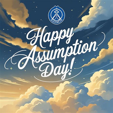 Happy Assumption Day Greeting With Clouds And Logo 2 Stock Illustration