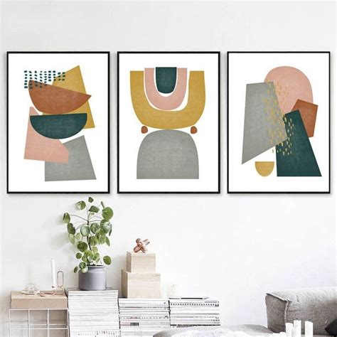 Geometric Wall Art Contemporary Art Set Of Three Prints Abstract Art 3