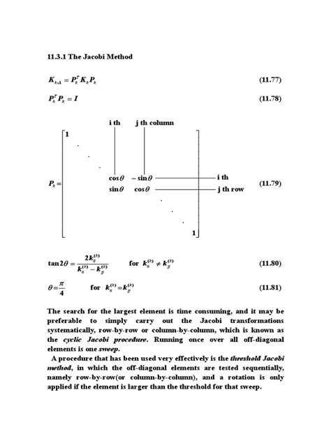 The Jacobi Method For Diagonalizing A Matrix Pdf Linear Algebra Physics
