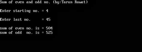 C Programming Sum Of Even And Odd Number