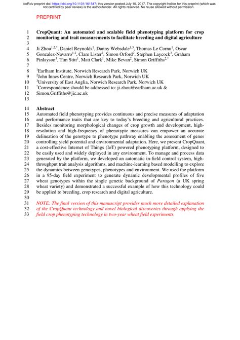 Pdf Cropquant An Automated And Scalable Field Phenotyping Platform For Crop Monitoring And