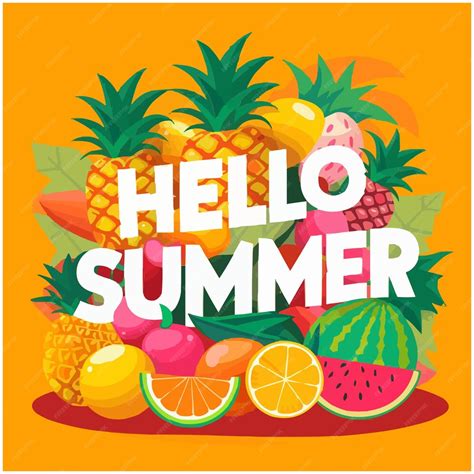 Premium Vector Hello Summer Colorful Vector Art Illustration With