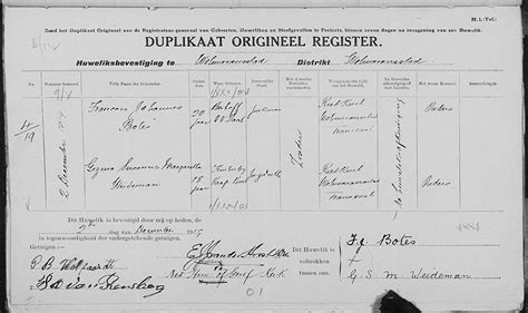Marriage Francois Johannes Botes And Gezina Susanna Margaretha Weideman