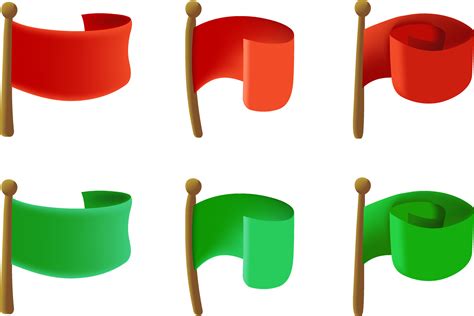 3d Vector Illustration Of Red And Green Flags For Game And Application