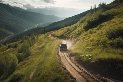 premium ai image offroad vehicle traversing winding path through