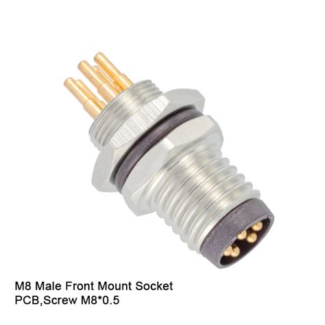 4pin Male M8 Bulkhead Connector M8 Front Mount Socket Handsome Cable